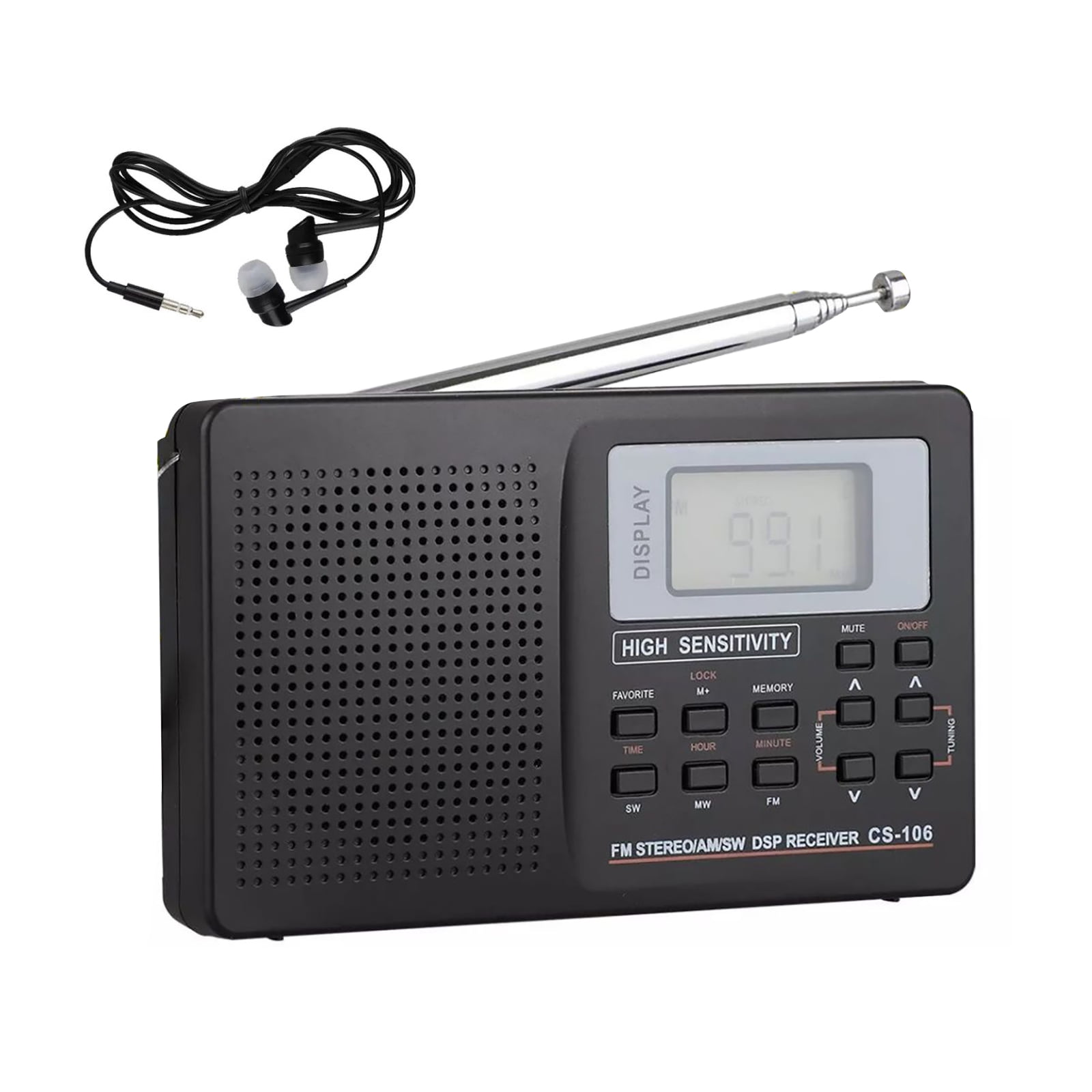 GUYUTING FM AM SW MW LW TV Radio Portable Full Band Receiver Stereo Shortwave Alarm Clock USB ...