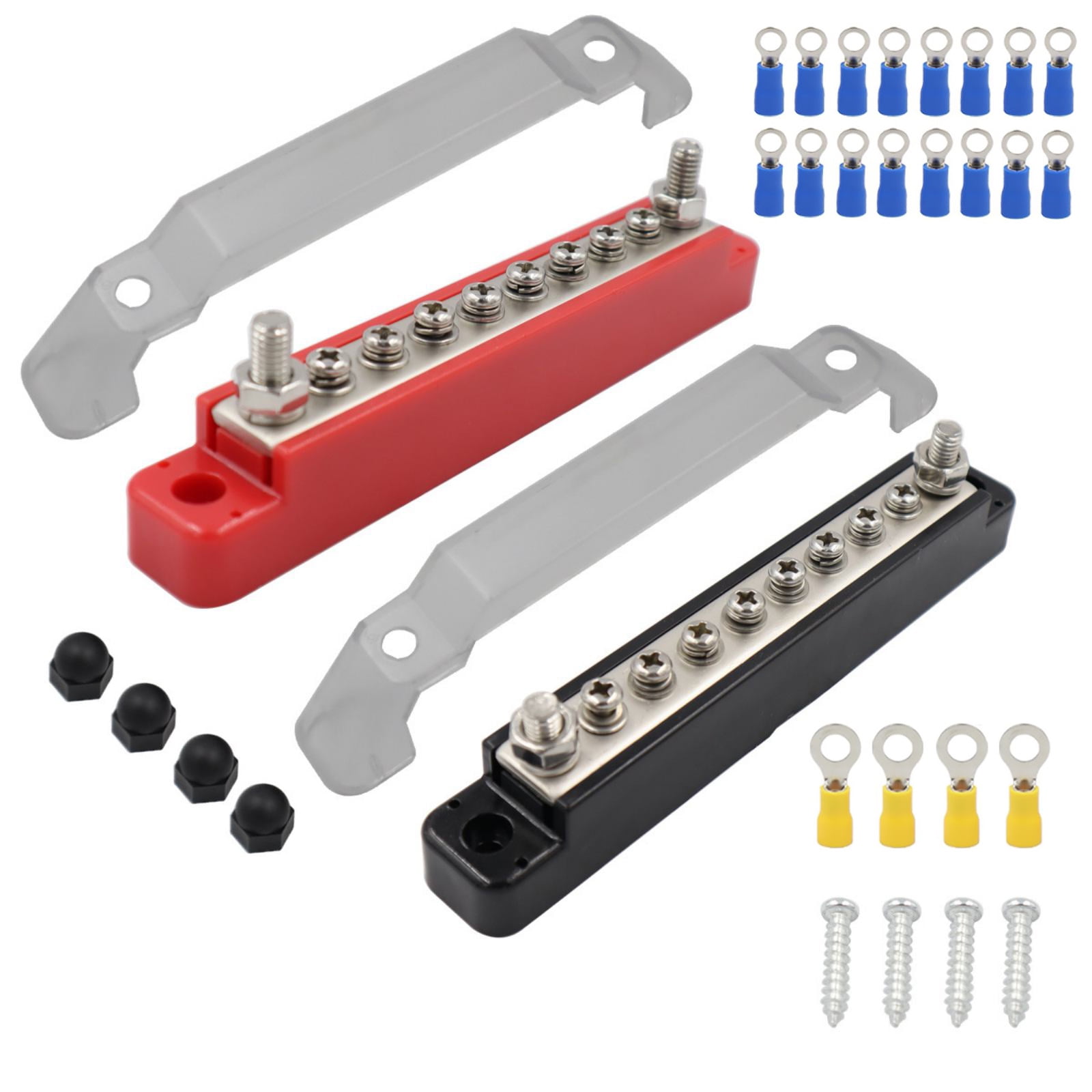 GUYUTING Power Distribution Bus Bar Terminal Block Kit 12V Red Black ...