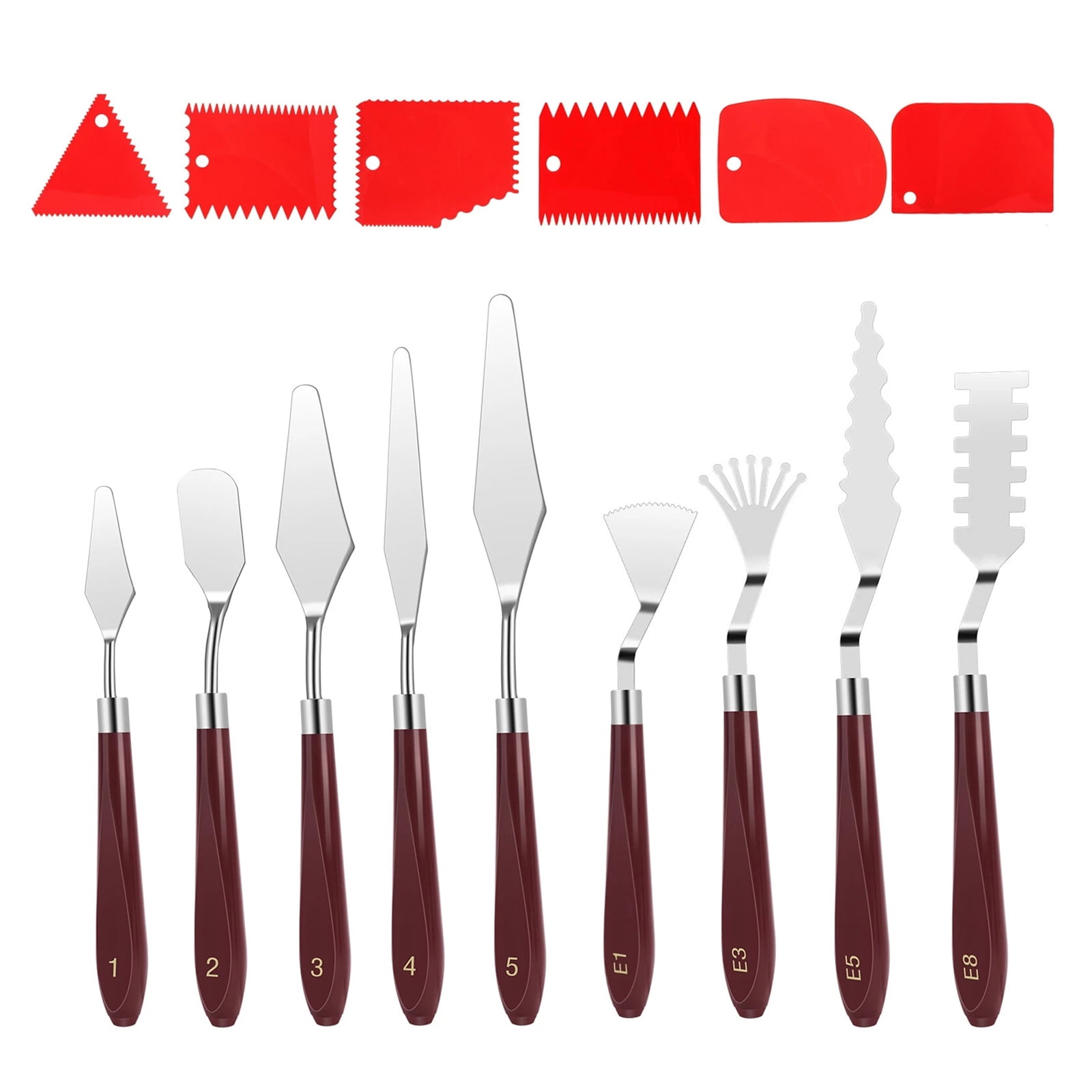 GUYUTING Stainless Steel Palette Knife Set 15Pcs Wood Handles for ...