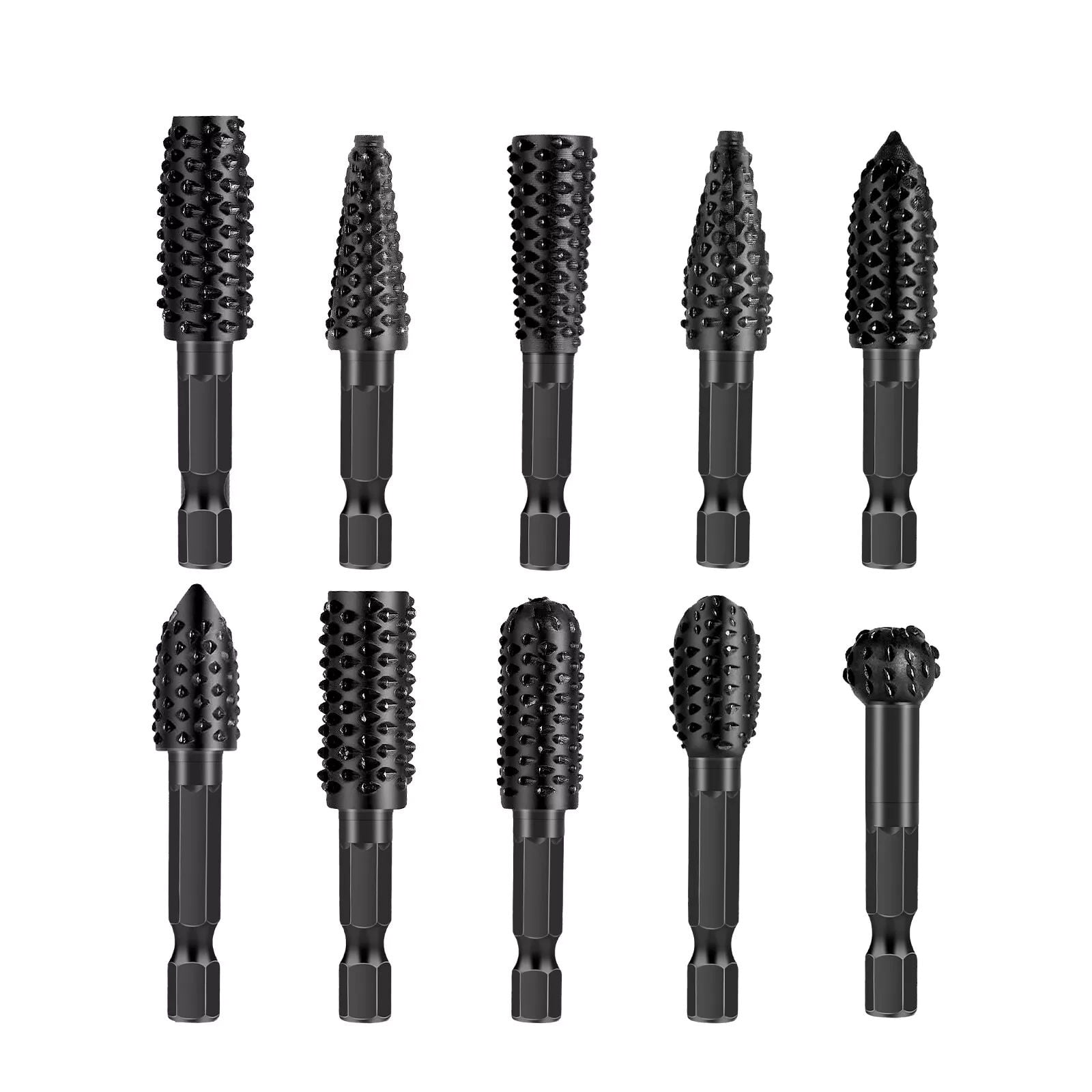 GUYUTING Woodworking Rotary File Kit 10 Steel Burrs For Soft Wood ...