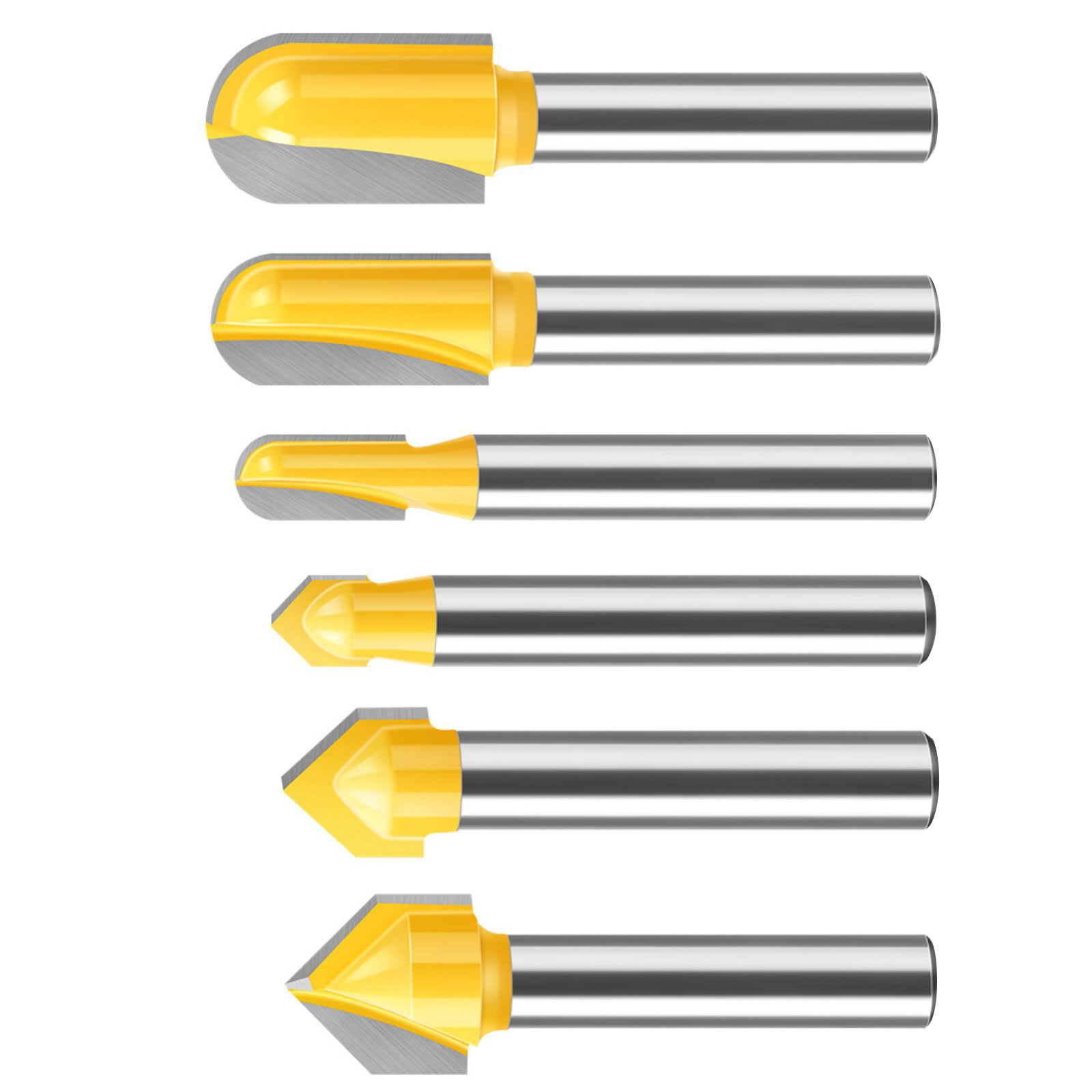 GUYUTING Woodworking Router Bit Set 6 Pcs Carbide 1/4” Shank for Pine ...
