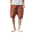 GUZOM Mens Linen Cotton Shorts Relaxed Fit Casual Coffee Color ...