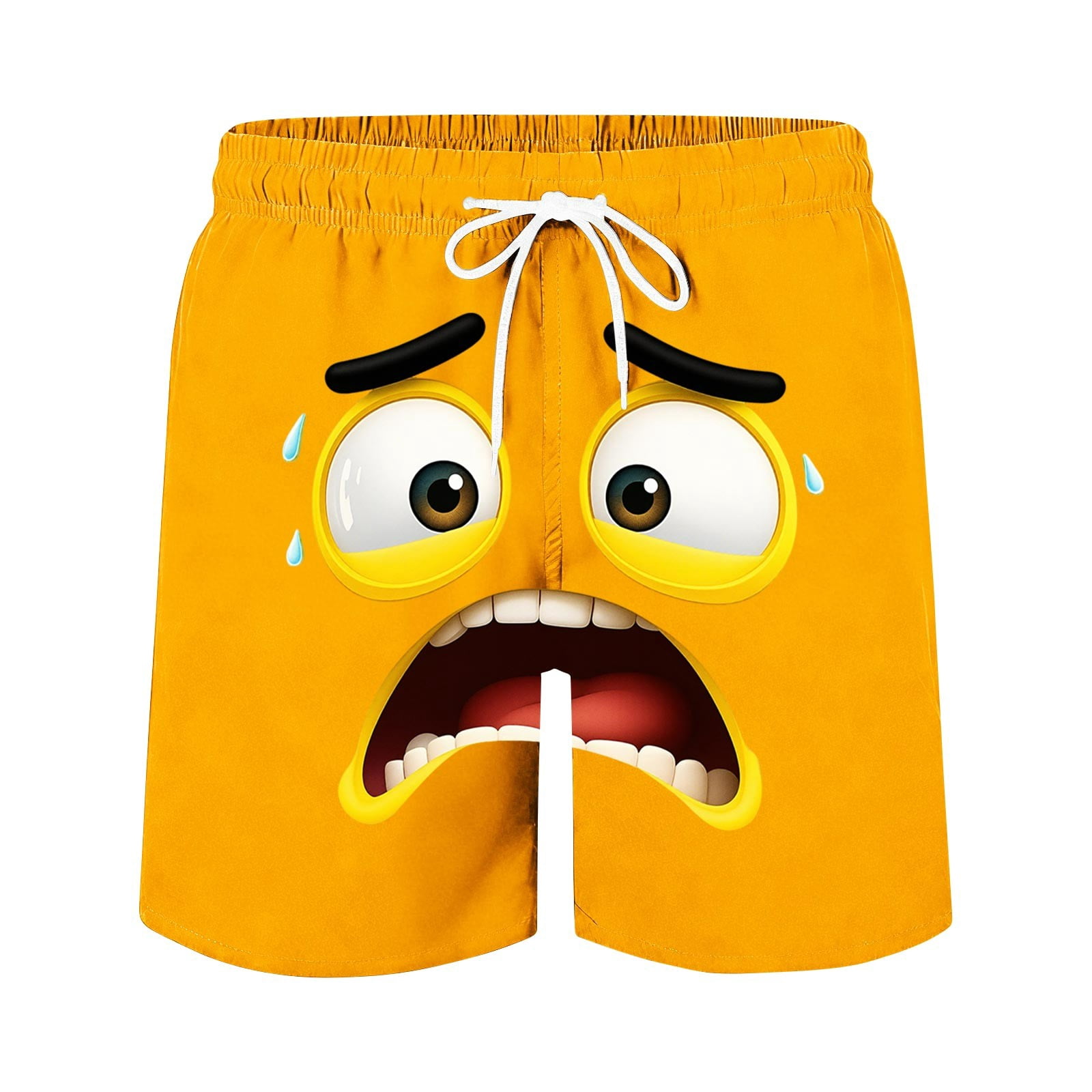 GUZOM Orange Mens Swim Trunks Funny Shocked Emoji Print Board Shorts ...