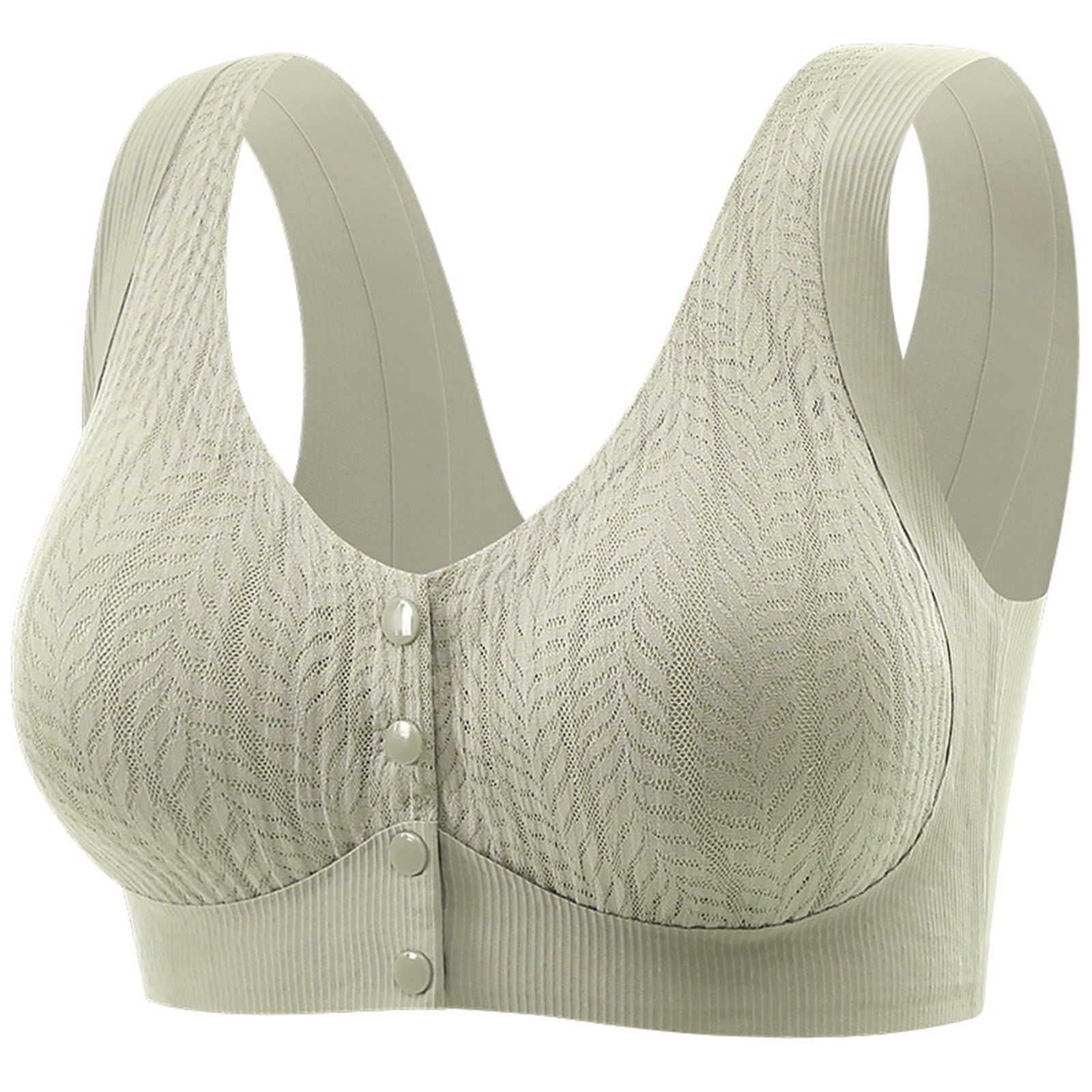 GUZOM Women's Plus Size 3XL Front Closure Wire-Free Bra - Green, Wide ...