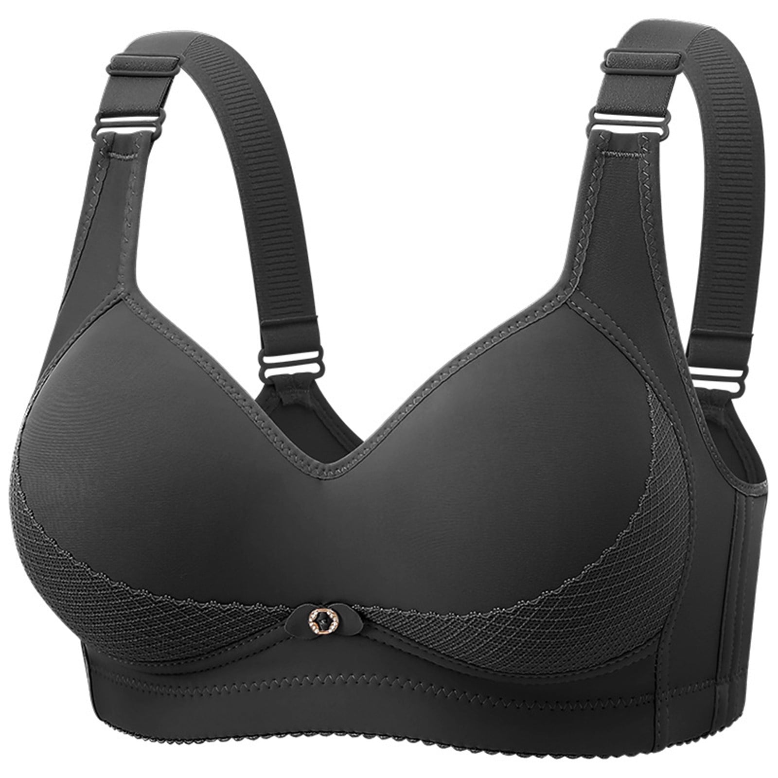 GUZOM Womens Supportive Wireless Full Coverage Bra - Size 40, Black ...