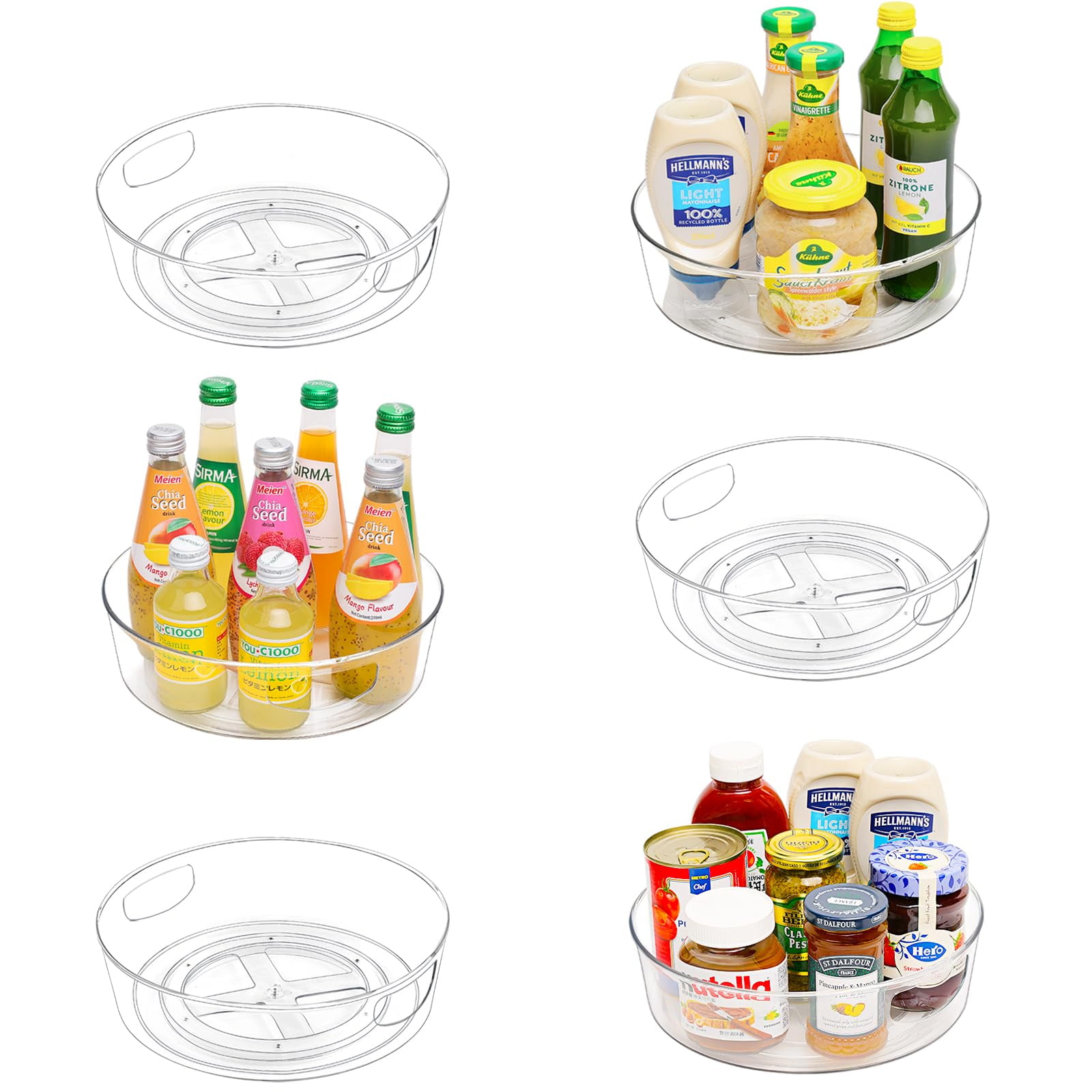 GUZON 6 Pack Lazy Susan Turntable for Cabinet, Inch Lazy Susan Organizer with Handles and High ...