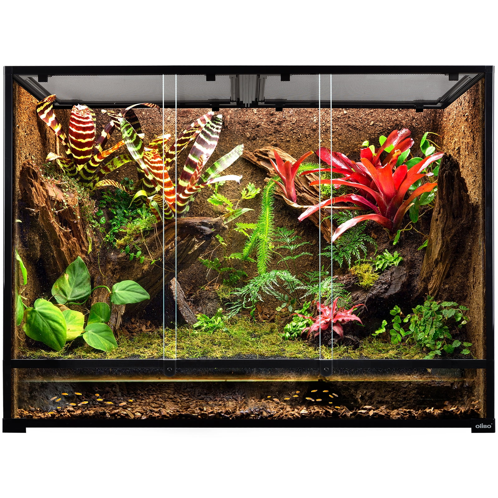 GUZZLO 135 Gallon Reptile Full Tempred Glass Terrarium, Black - Walmart.com