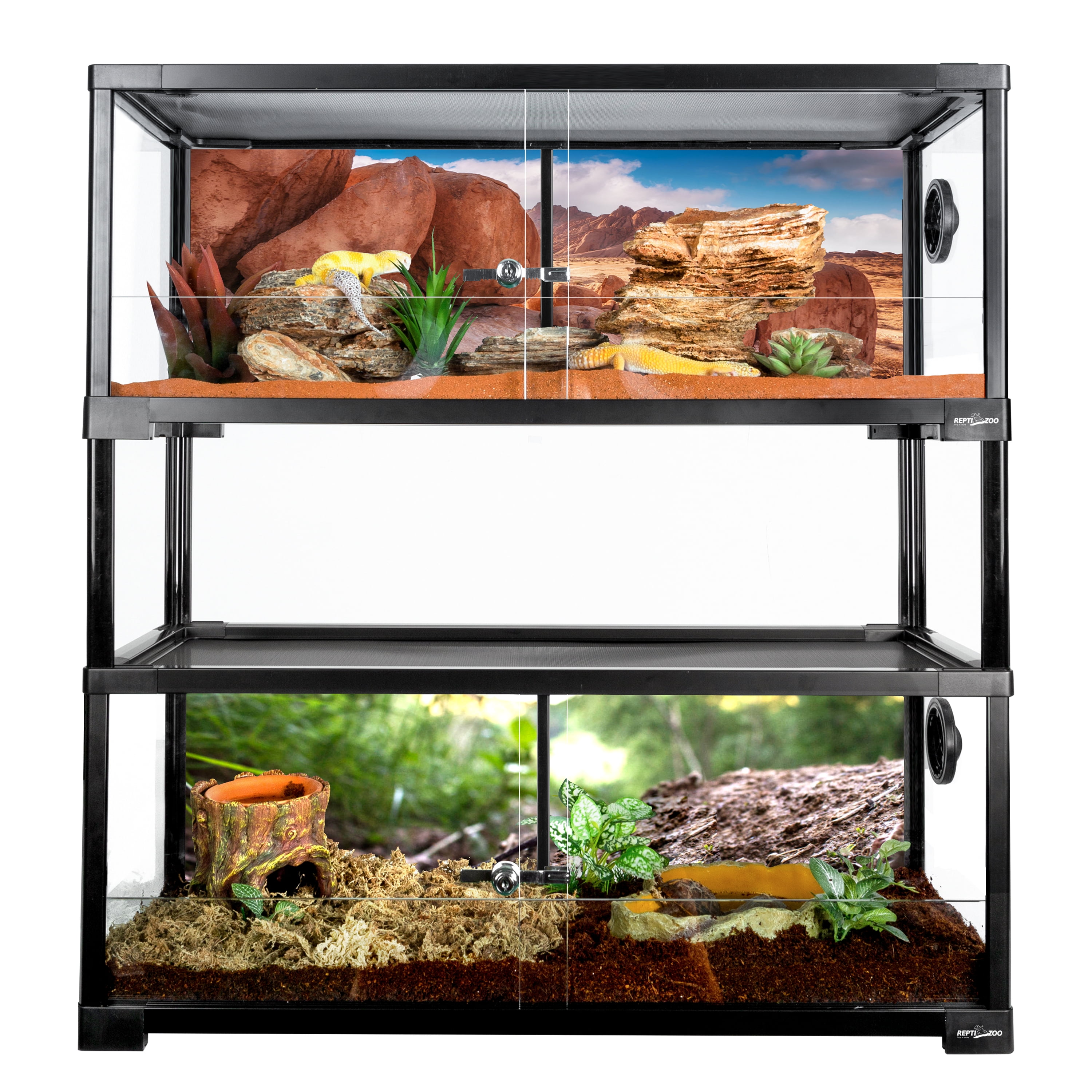 GUZZLO 2-Layer 20 Gallon Tempered Glass Reptile Terrarium , Easy ...