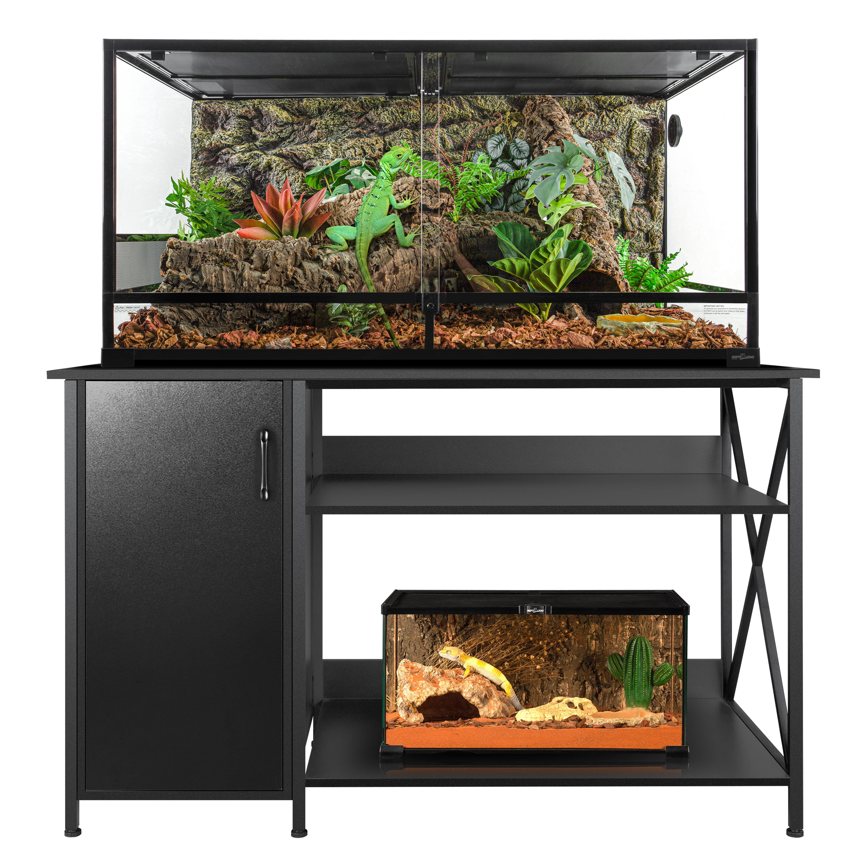 GUZZLO 55-75 Gallon Reptile Terrarium Stand Cabinet Accessories Storage ...