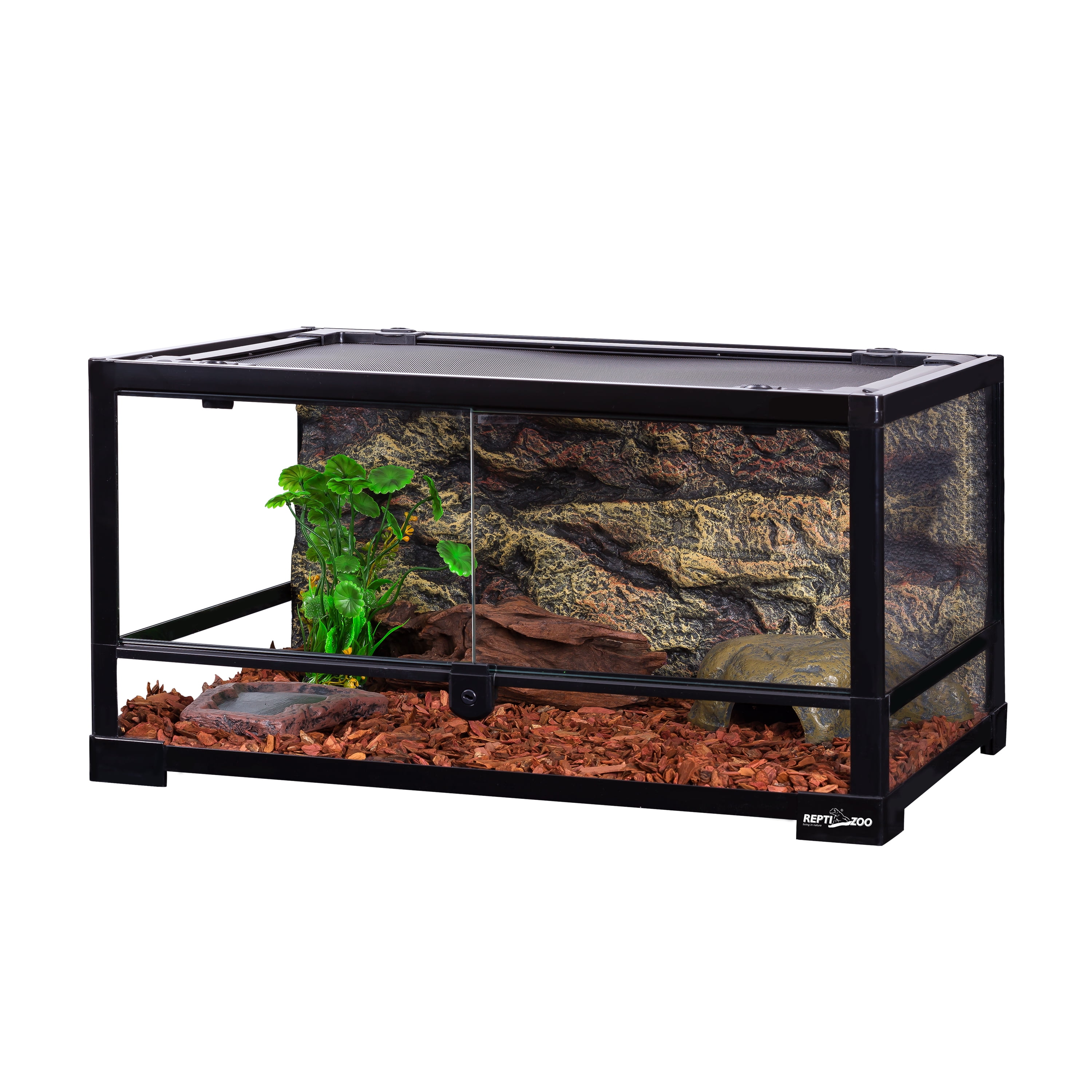 GUZZLO Full Glass 90 Gallon Reptile Tank, Front Opening Reptile ...