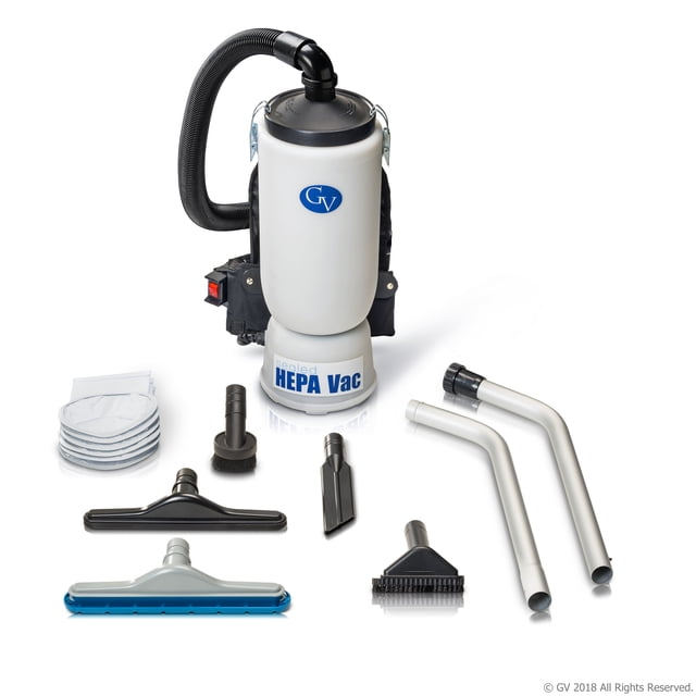 GV Professional 6 Quart HEPA Backpack Vacuum with Commercial Tools and ...