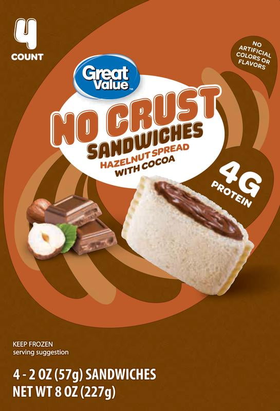 Great Value Hazelnut Spread with Cocoa No Crust Sandwiches, 8 oz, 4 ...