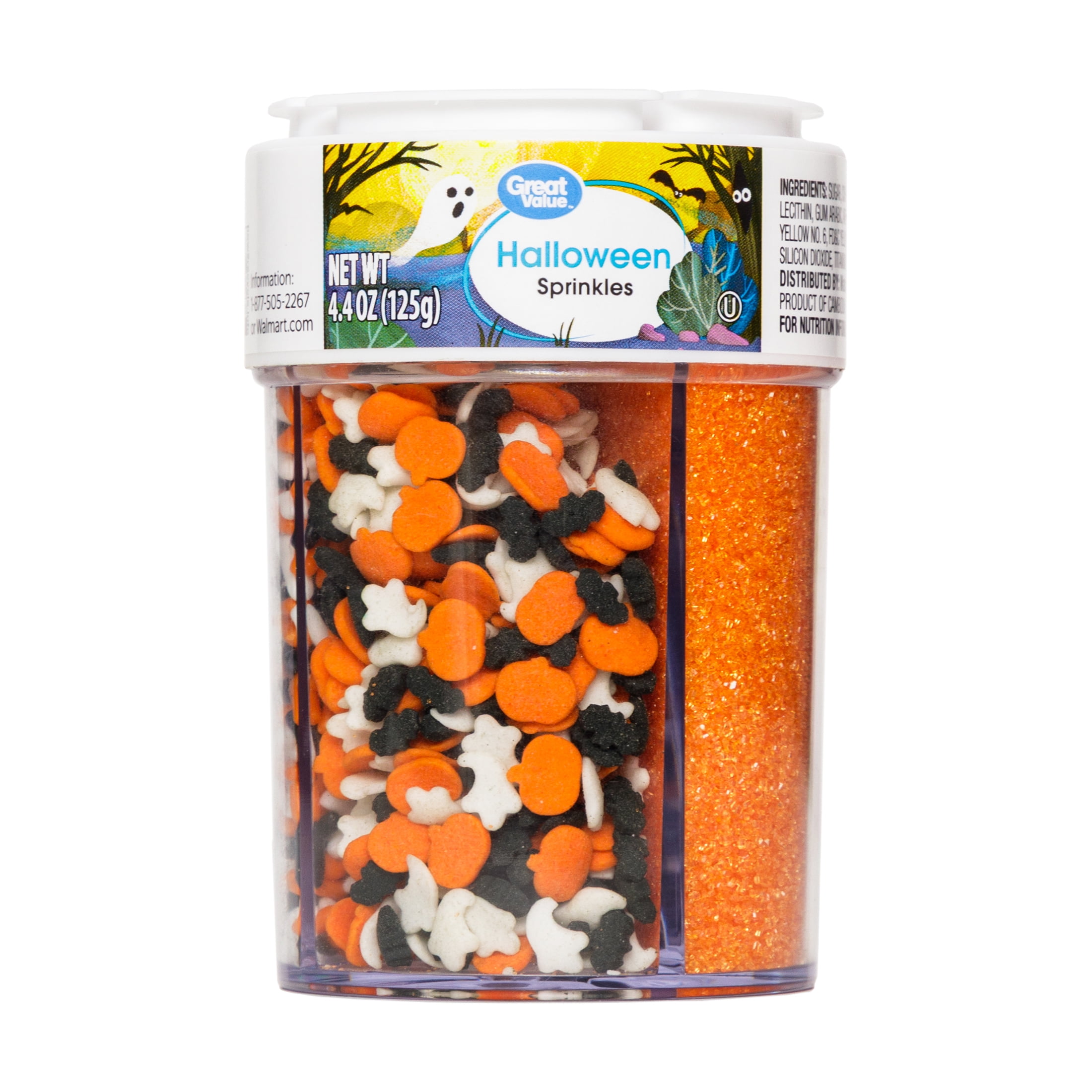 Great Value Sprinkles 4-Cell Halloween Multicolor Sanding Sugar & Sprinkle Mix, 4.4 oz - Walmart.com