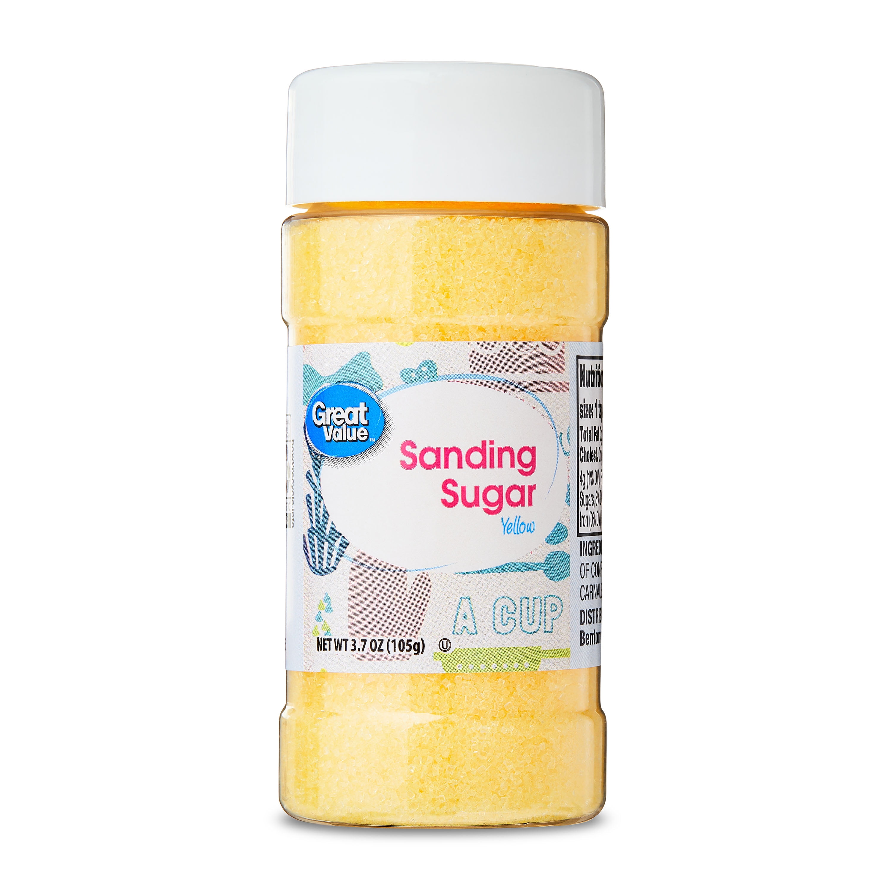 Great Value Yellow Sanding Sugar 3.7 oz for Decorating Cakes Cookies ...
