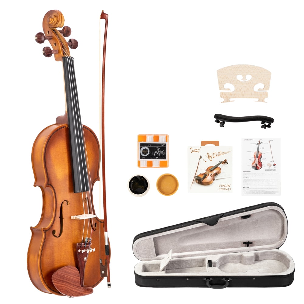 GV103 4/4 Natural Acoustic Violin Spruce Panel Maple Back Complete Set ...