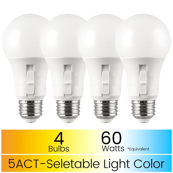 Great Value 13YR A19 LED Light Bulb, 9W (60W Equivalent) Dimmable 5CCT ...