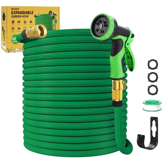 GVDV Garden Hose, 100ft Expandable Water Hose, No-Kink, Leak-Proof ...