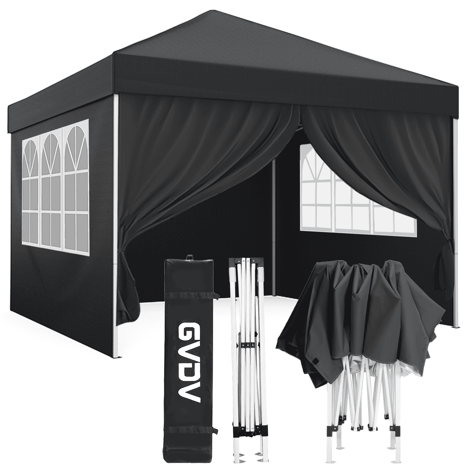 GVDV 10X10Ft Pop up Canopy Tent for Beach & Backyard, Enclosed Instant ...