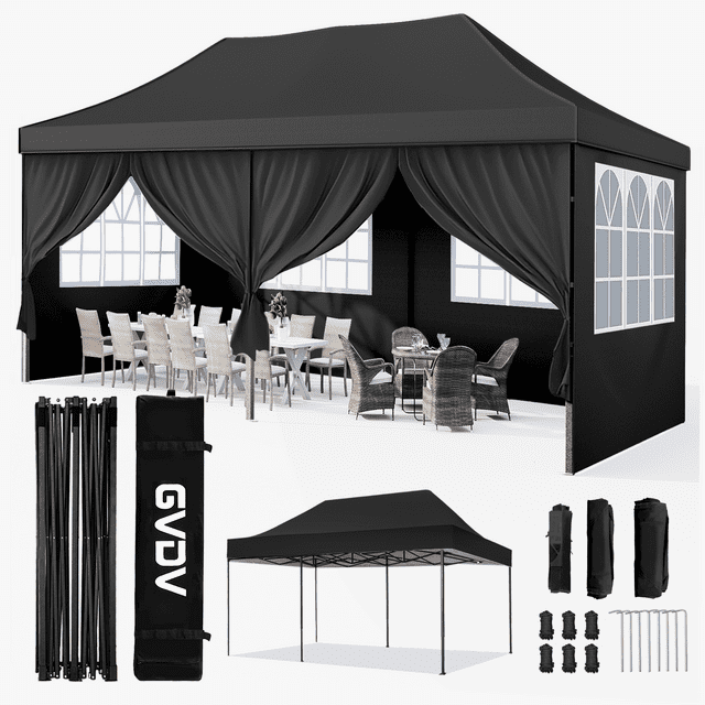 GVDV 10x20 FT Pop up Canopy tent with Removable Sidewalls, Instant ...