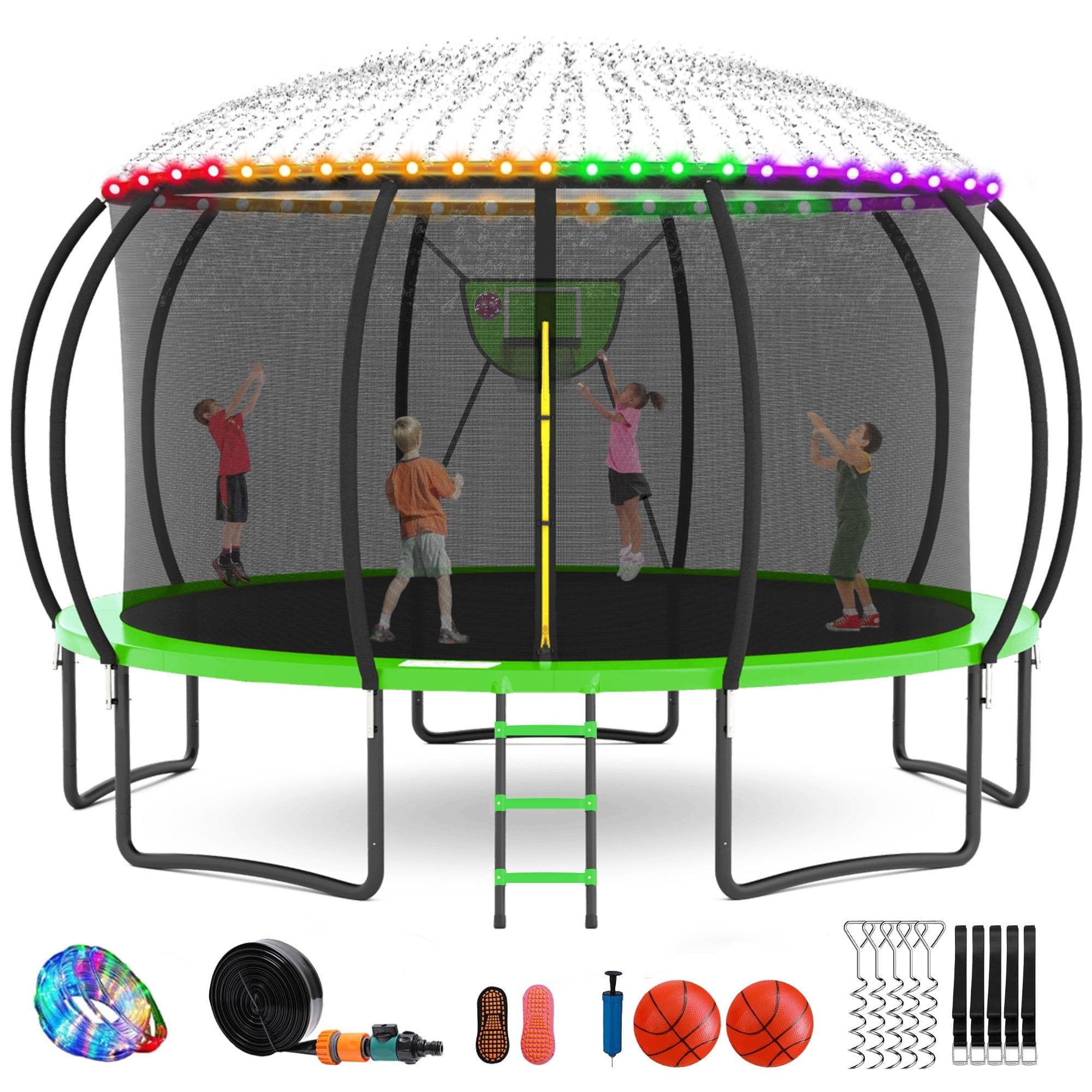 GVDV 16FT Outdoor Trampoline for Kids & Adults, Recreational Trampoline ...