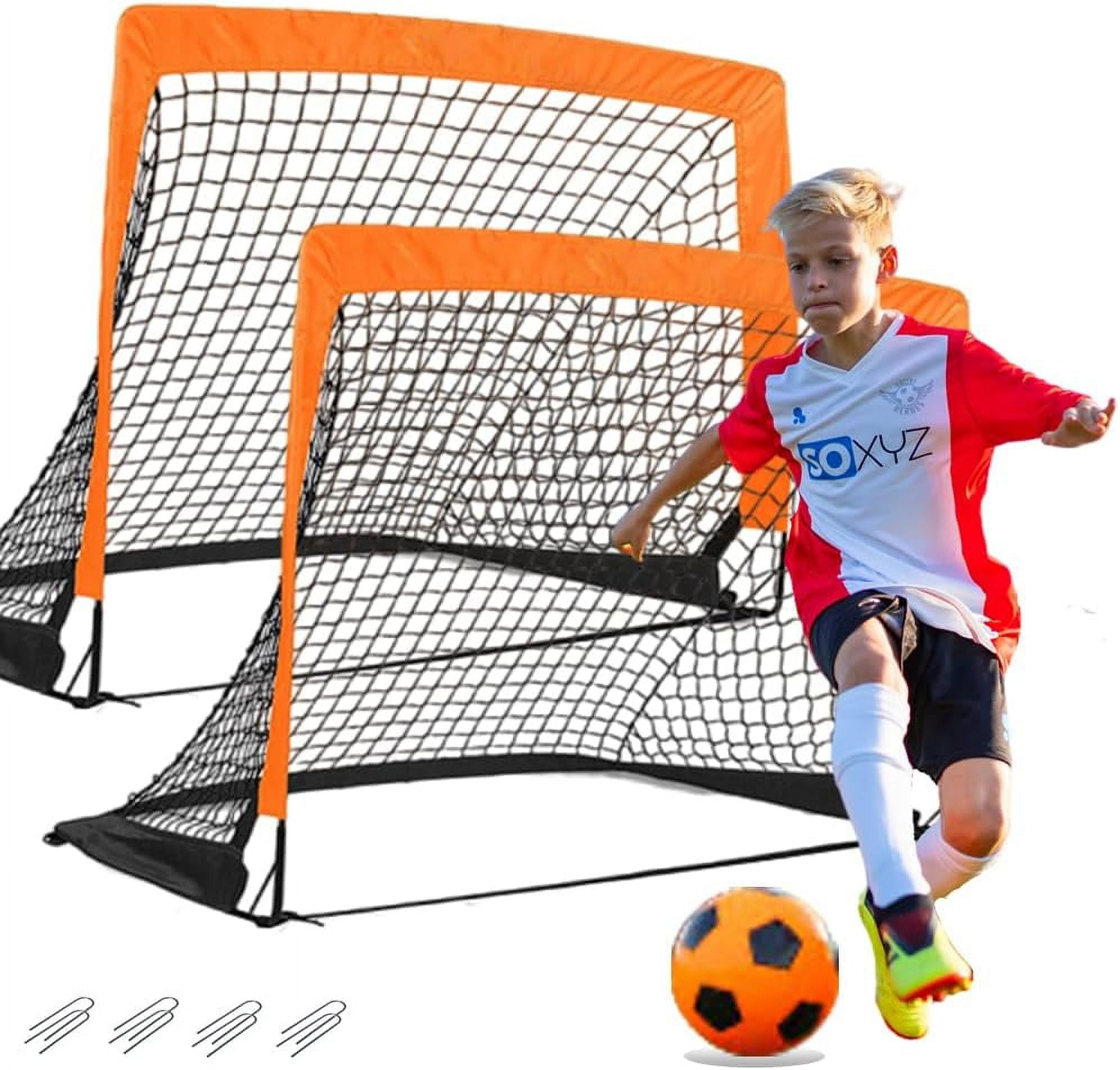 GVDV Portable Kid Soccer Goals 2 Pack, 4’ x 3’ Size, Foldable, Light ...