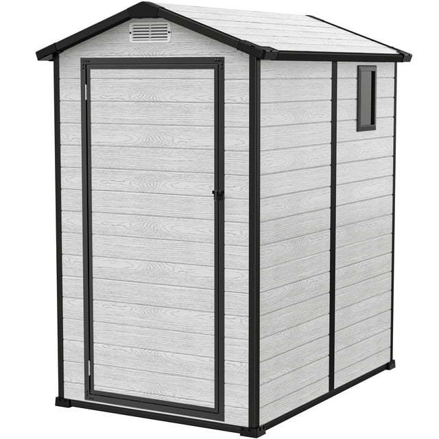 GVDV 6x4ft Outdoor Resin Storage Shed, Plastic Garden Tool Shed with ...