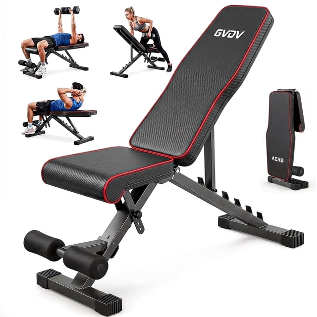 GVDV Adjustable Weight Bench for Full Body Workout, Foldable Bench for ...