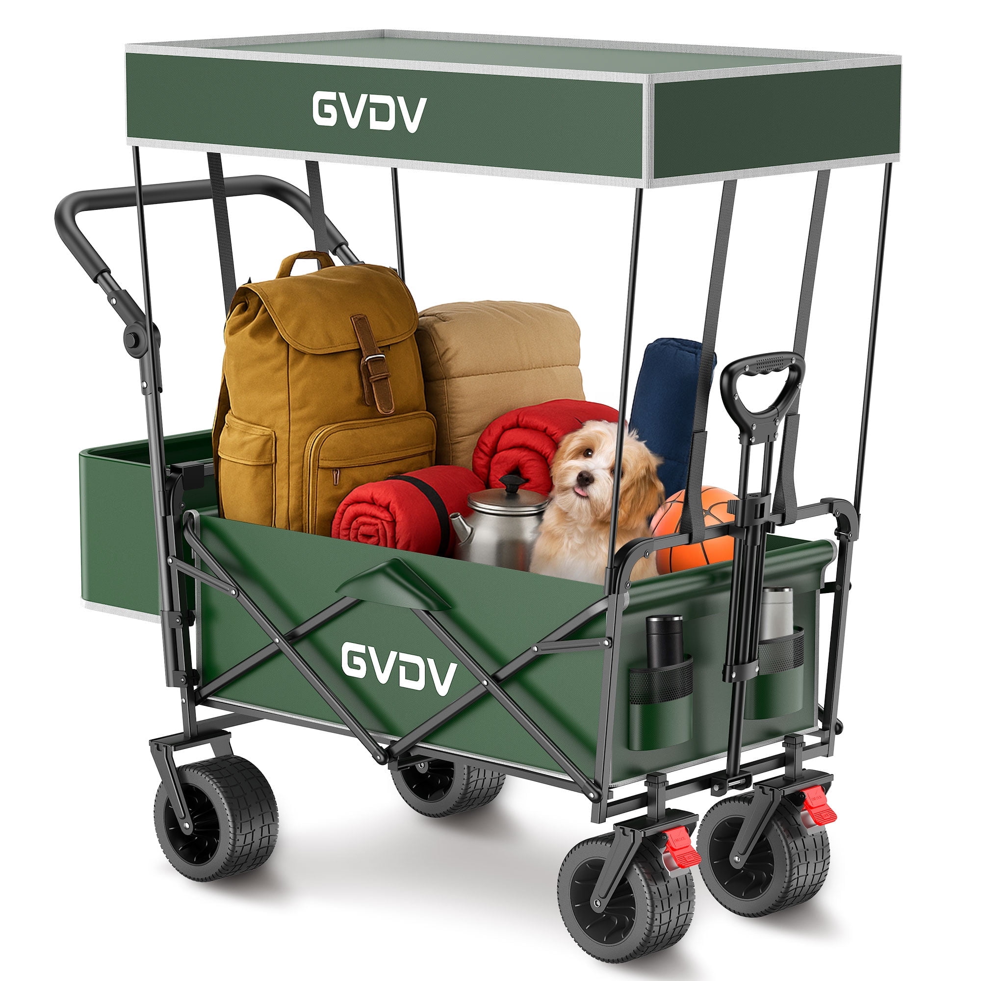 GVDV Collapsible Wagon Cart, Foldable Utility Wagon with Removable ...