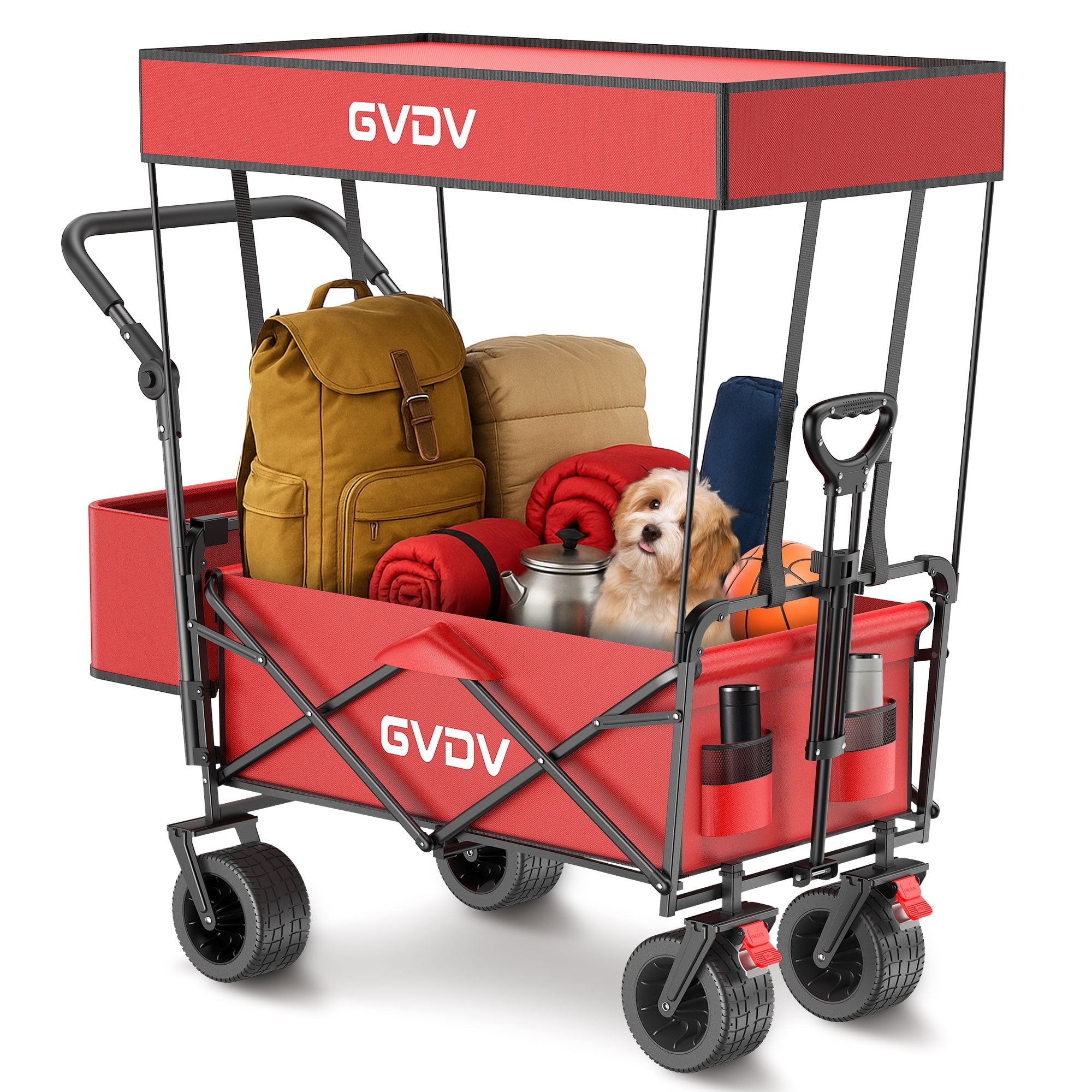 GVDV Collapsible Wagon Cart, Folding Utility Wagon with All-terrain ...