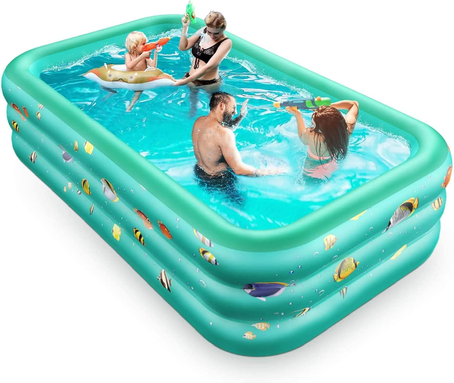 Elemore Home Large Inflatable Pool, Portable Backyard Blow Up Swimming ...