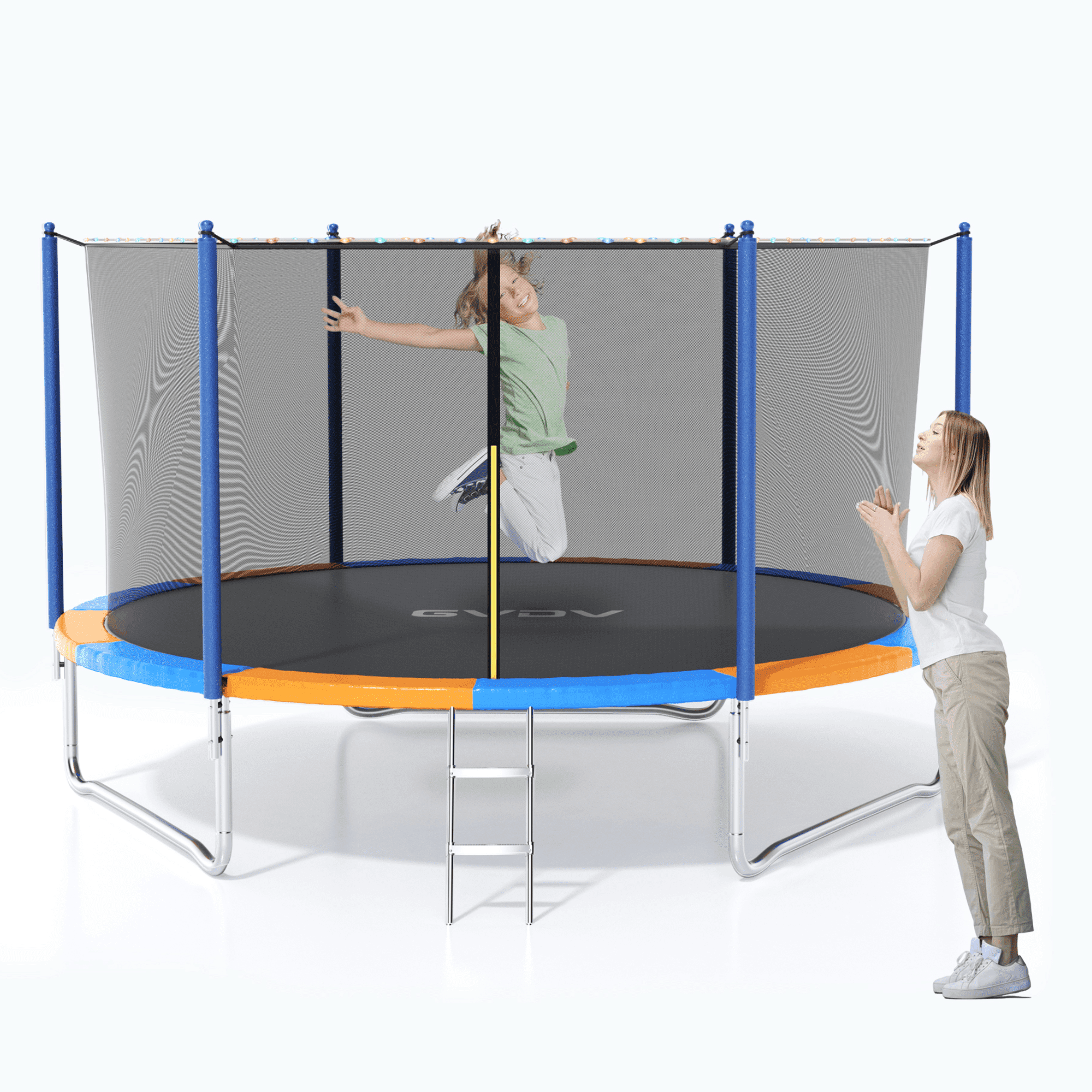 GVDV Outdoor Trampoline, 8' Backyard Recreational Trampoline with ...