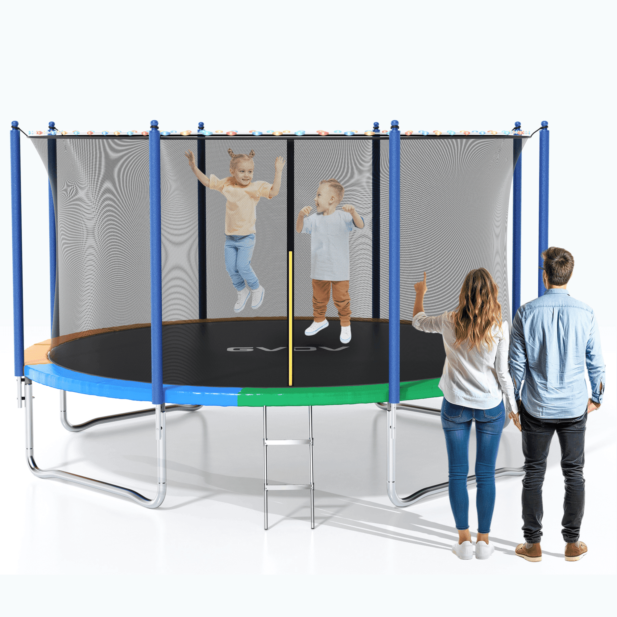 GVDV Outdoor Trampoline, 12' Backyard Recreational Trampoline with ...