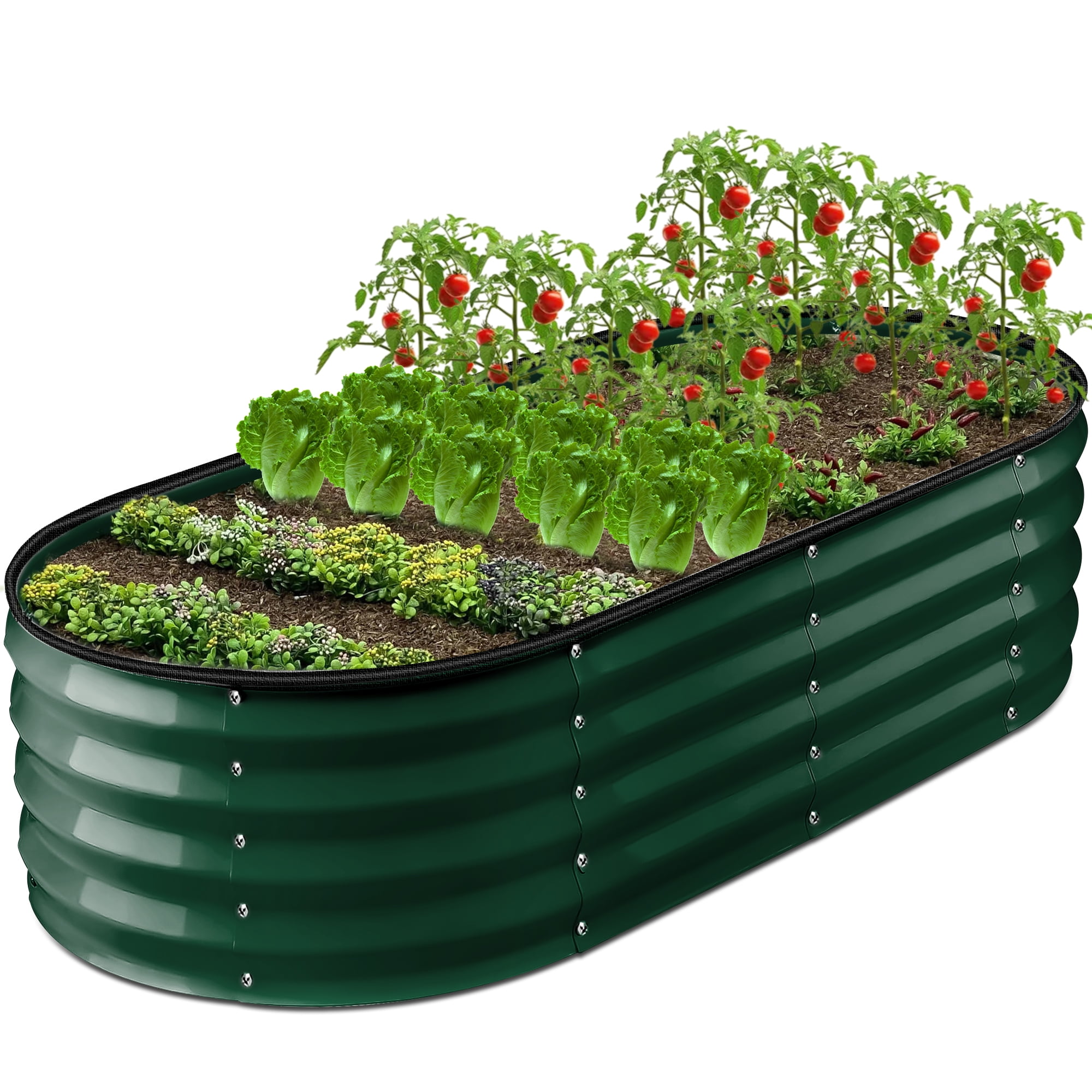 GVDV Raised Garden Bed Outdoor, 4x2x1ft Backyard Oval Metal Raised Bed ...