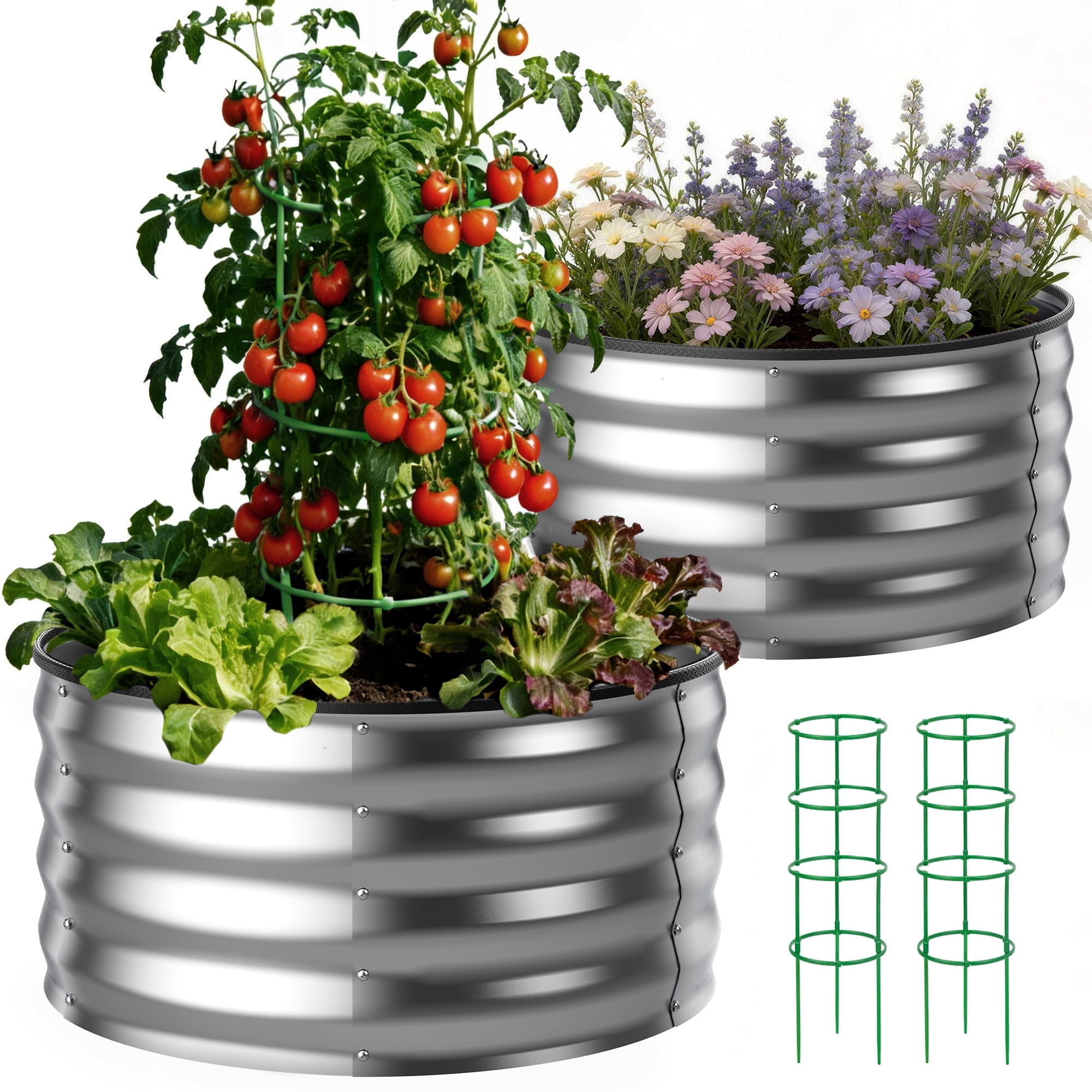 GVDV Raised Garden Bed Outdoor, 2Pcs 2x2x1ft Metal Raised Beds Kit for ...
