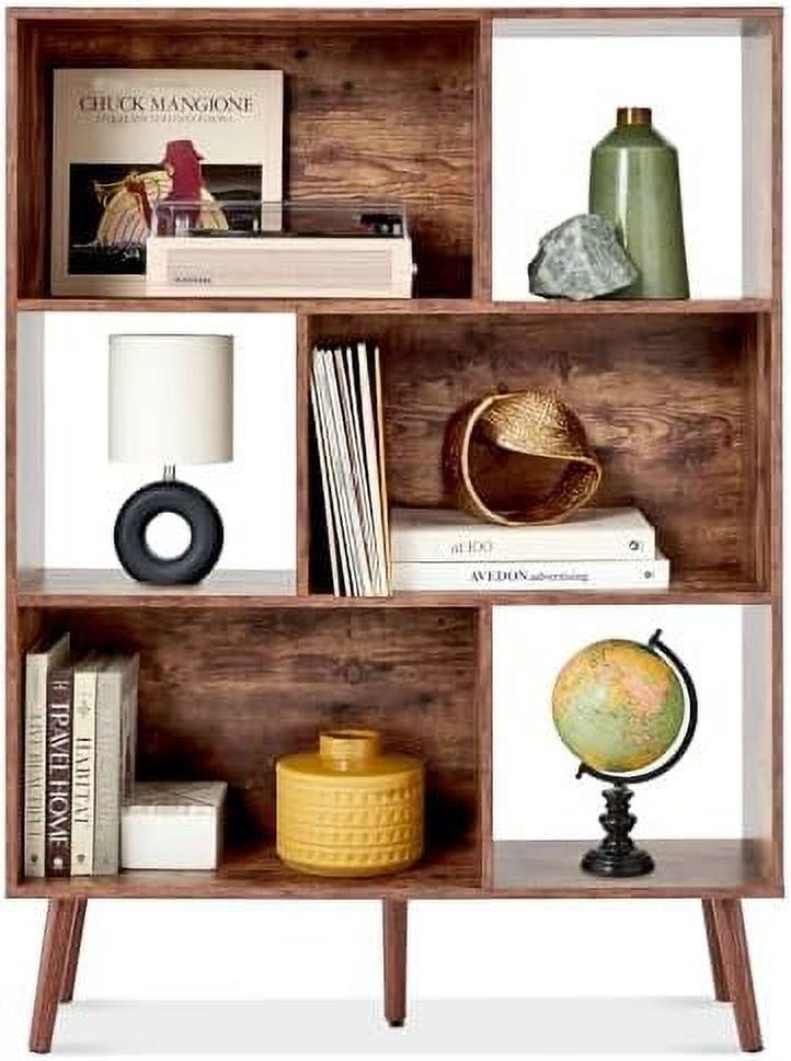 GVJMTKP 3-Tier Mid-Century Modern Wooden Bookcase Open Bookshelf for ...