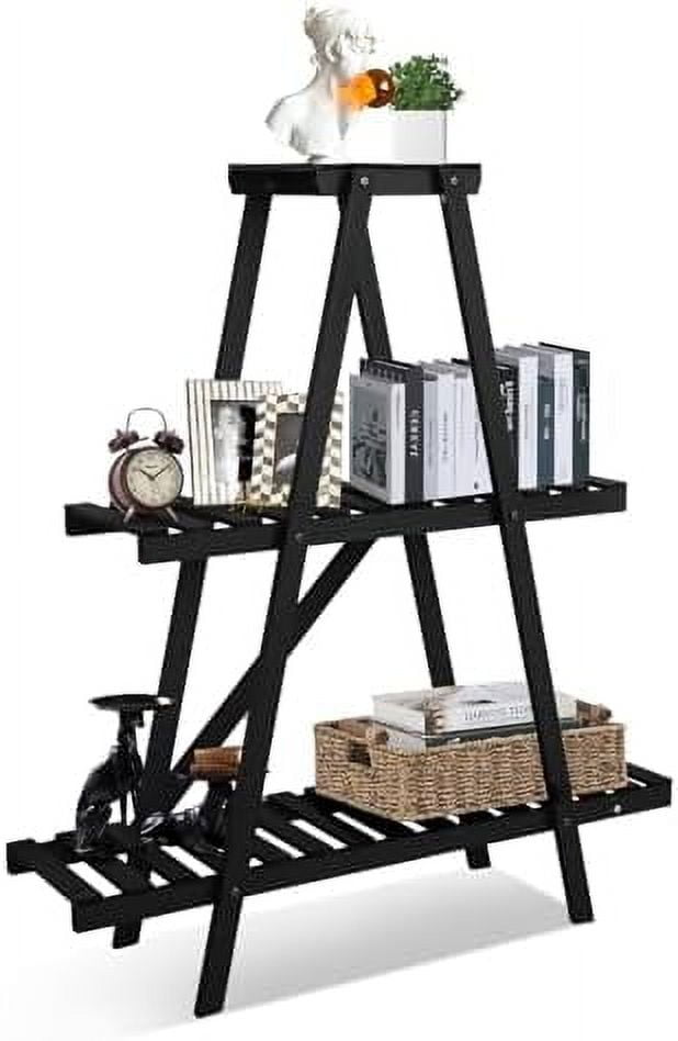 GVJMTKP 4 Tier Ladder Bookshelf Ladder 45 Inch Wood Rustic Ladder ...