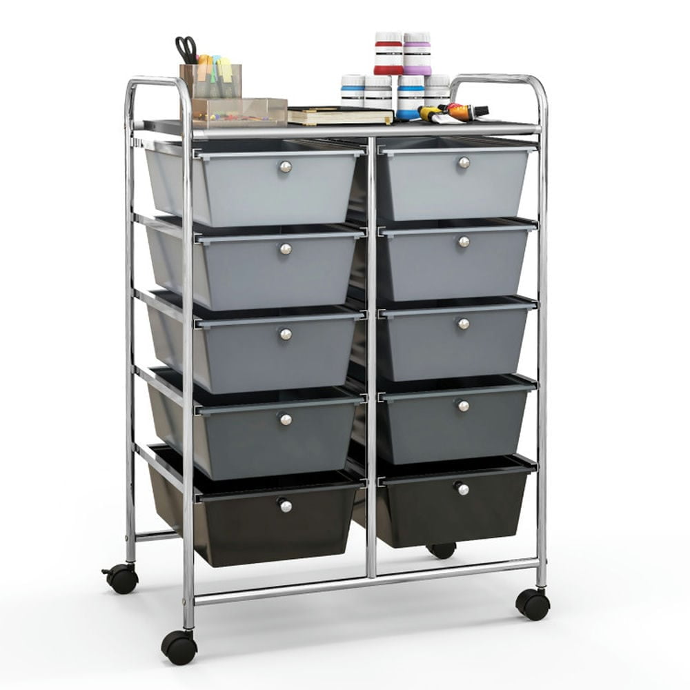 GVN 10-Drawer Rolling Storage Cart-Gray, Rolling Storage Cart ...