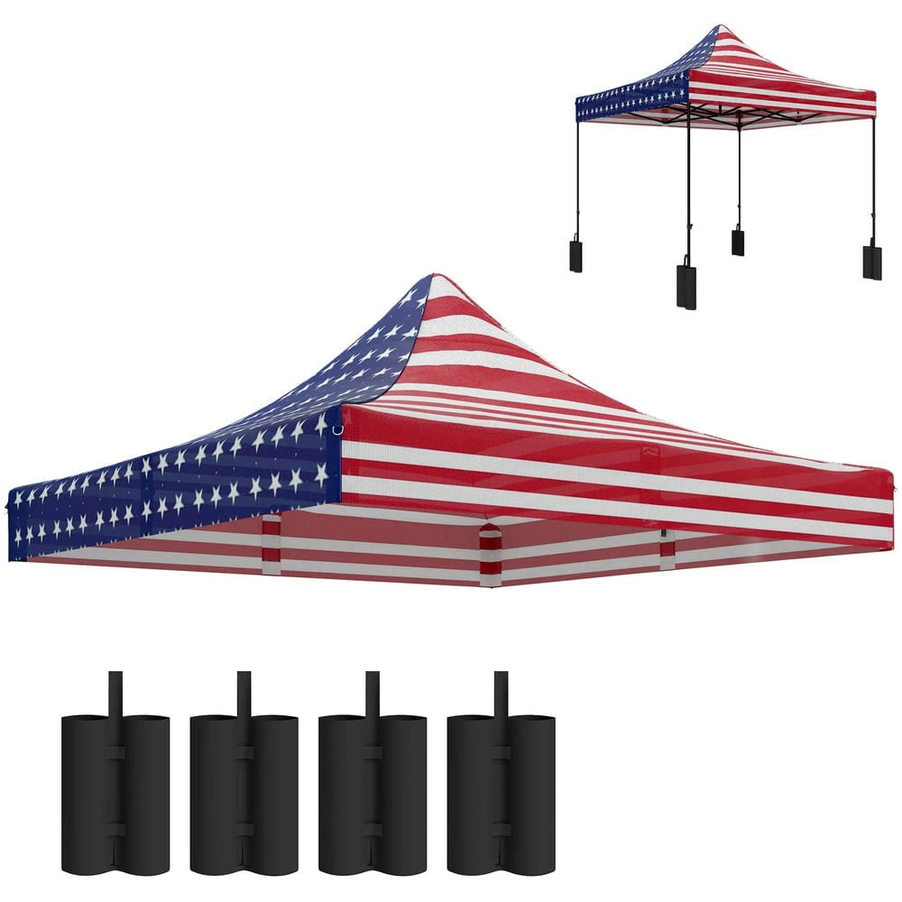 GVN 10' x 10' Replacement Canopy Top for Pop Up Canopy Tent with 4 Sand ...