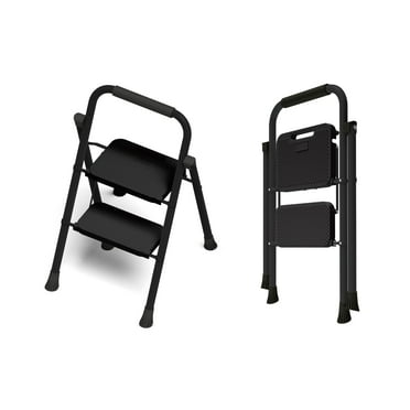 5 Step Ladder, Folding Step Stool with Handgrip and Anti-Slip Wide ...