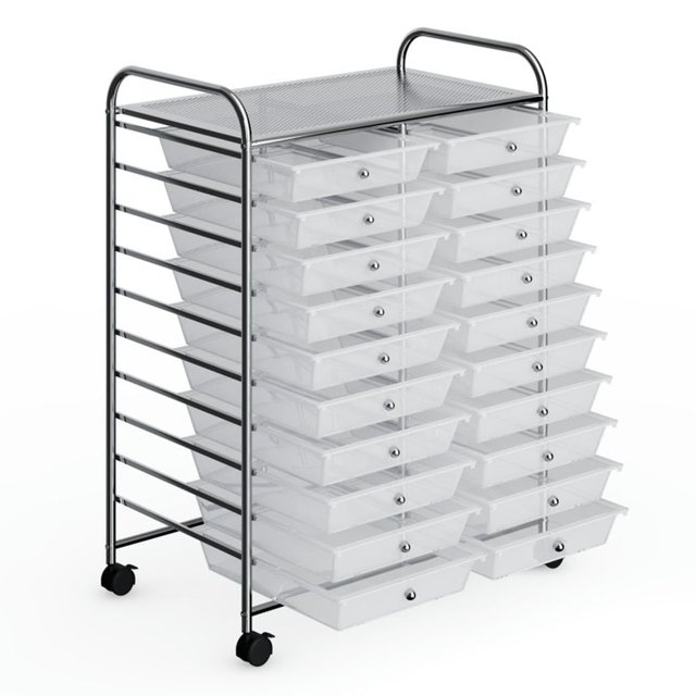 GVN 20 Drawers Storage Rolling Cart Studio Organizer-Transparent ...