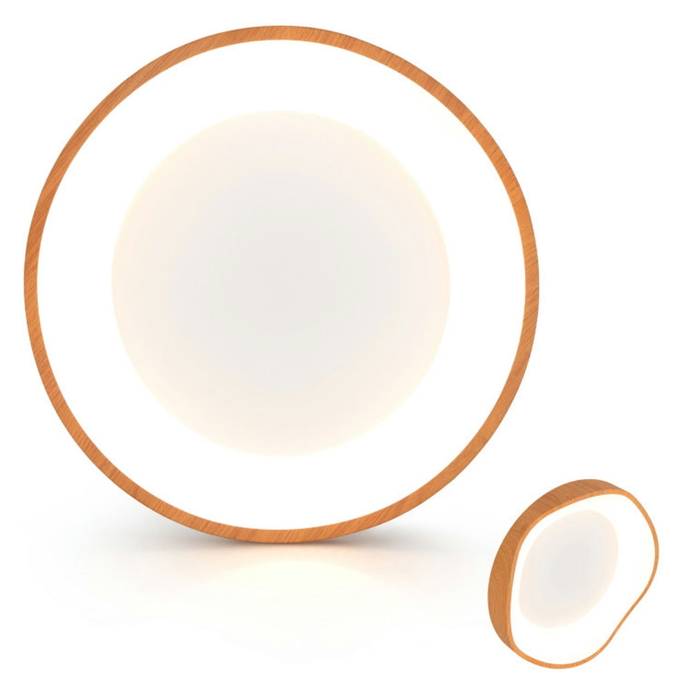 GVN 24W Modern LED Mount Ceiling Light with Wood Pattern and Metal ...