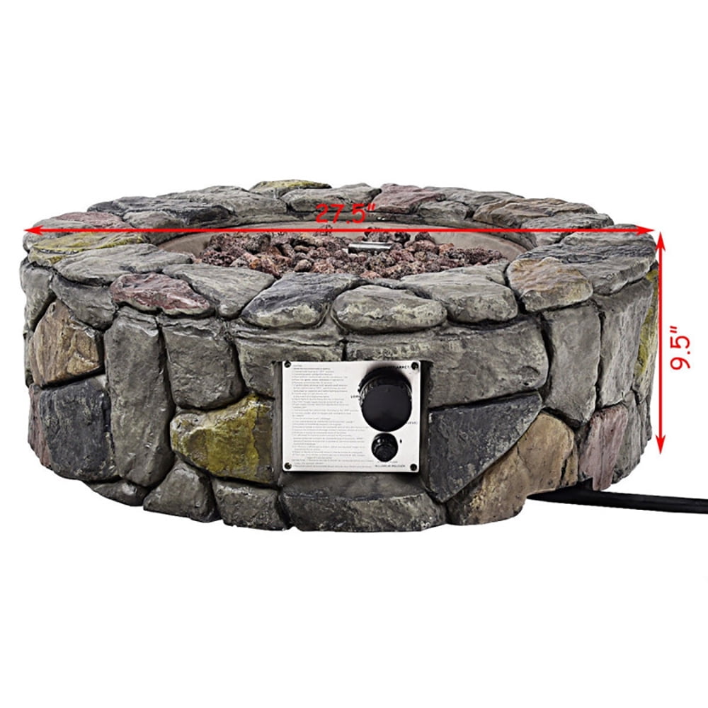 GVN 28 Inch Propane Gas Fire Pit with Lava Rocks and Protective Cover ...