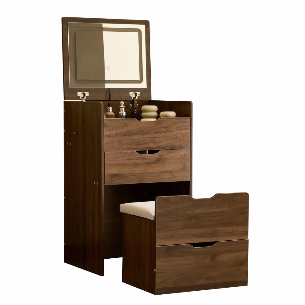 GVN 3 in 1 Makeup Vanity Desk with Flip Top Mirror and Visible Glass ...