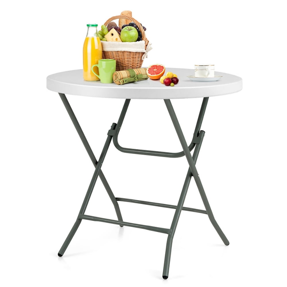 GVN 32 Inch Round Foldable Lightweight Table with Double Lockable Doors ...