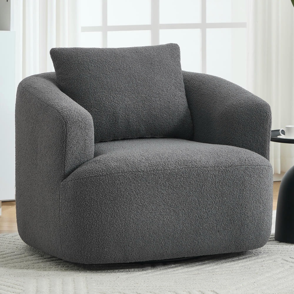 GVN 360° Upholstered Seat Round Sofa Chair with One Soft Pillow and ...