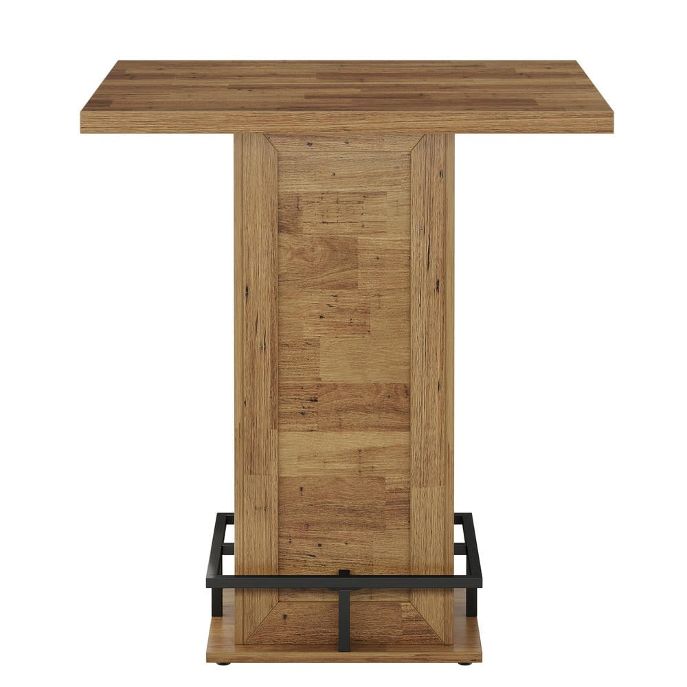 GVN 39.4" H Square Industrial Bar Table with Metal Footrest, Counter ...