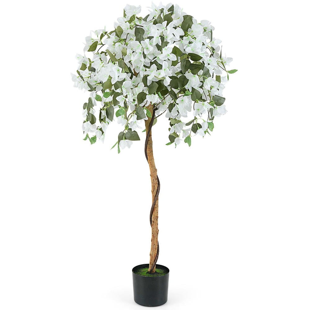 GVN 4.5ft Faux Plants Azalea Decorative with Cement Pot, Artificial ...