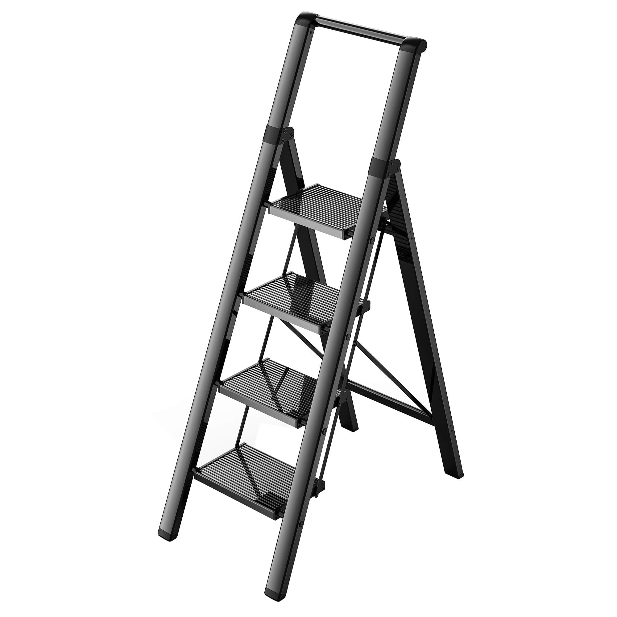GVN 4 Step Ladder, Folding Step Stool with Aluminum Wide Pedal ...