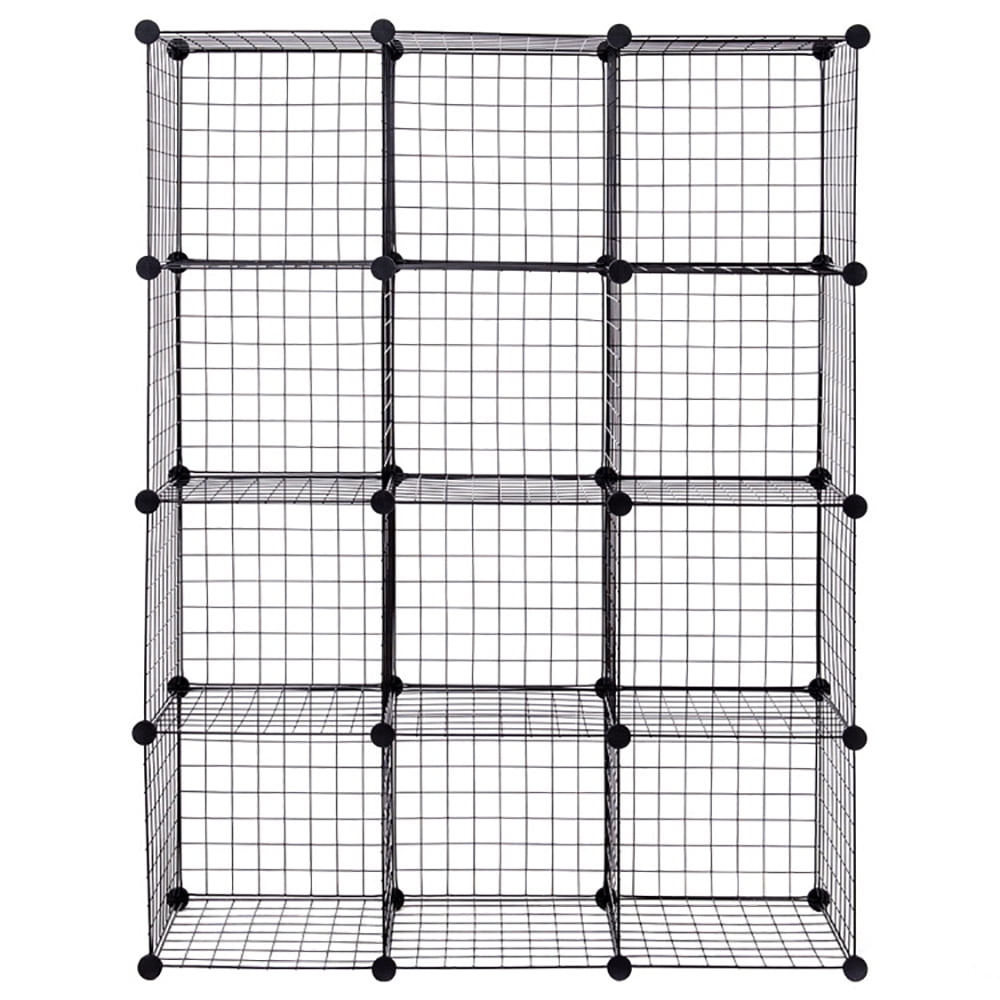 GVN 42" x 14" x 56" DIY 12-Cube Metal Grid Wire Storage Cubes, Storage ...