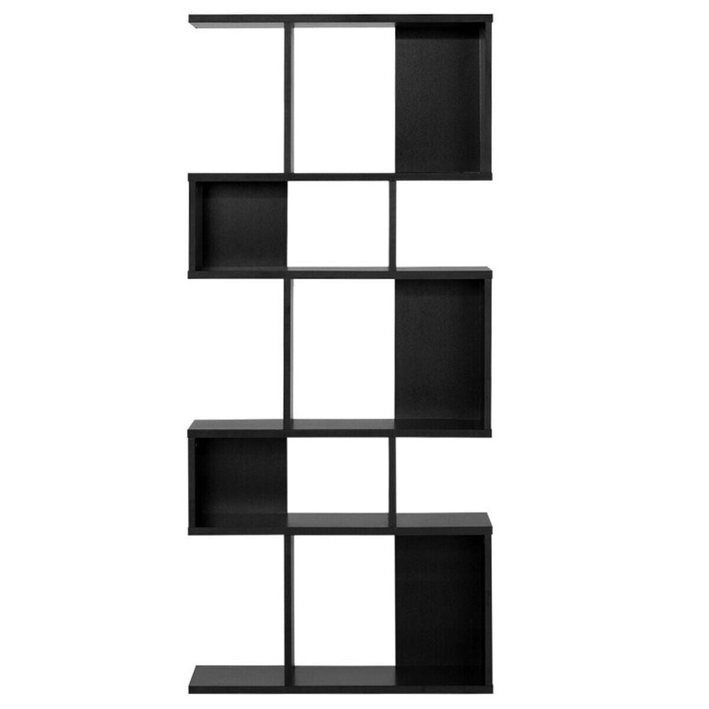 GVN 5 Cubes Ladder Shelf Corner Bookshelf Display Rack Bookcase-Black ...